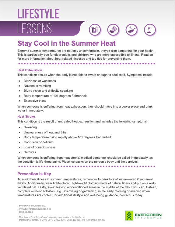 Stay Cool in the Summer Heat - Evergreen Insurance, LLC.